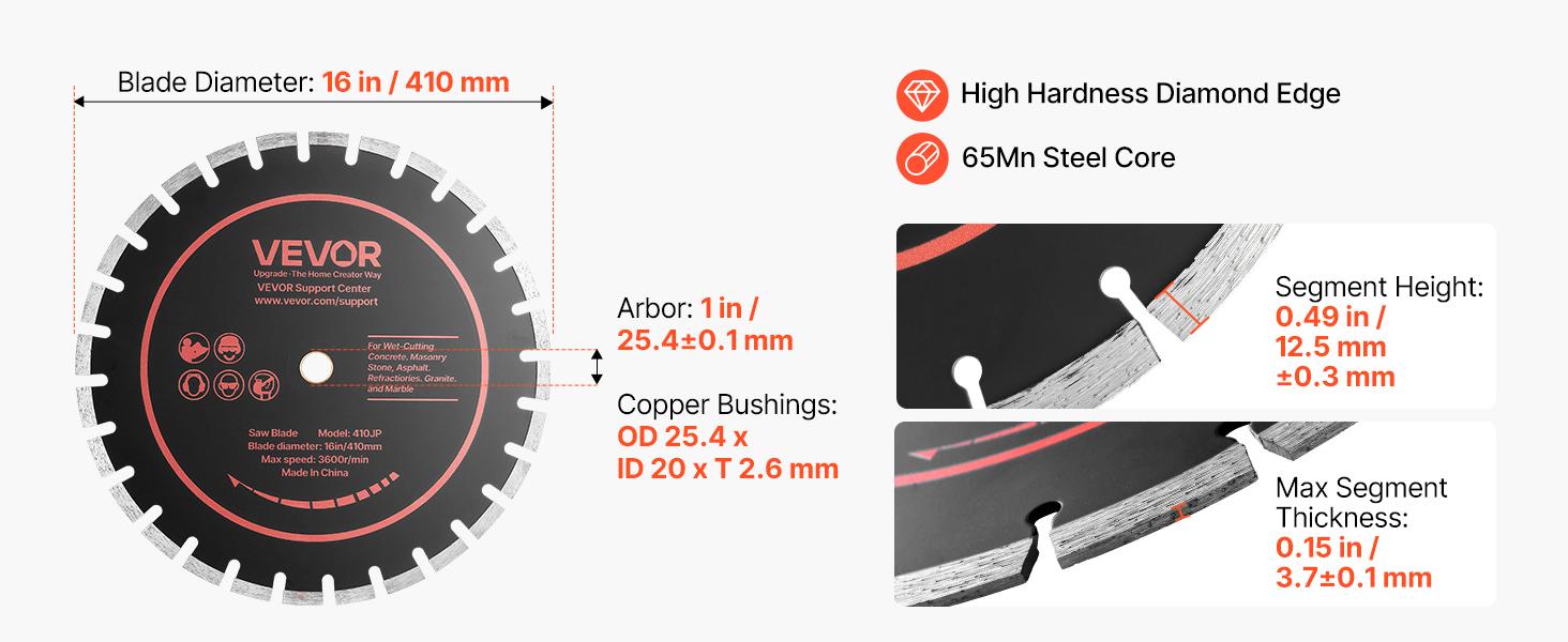 【fathersdaygift】VEVOR Diamond Blades 16 inch, 3-Pack Concrete Saw Blade ...