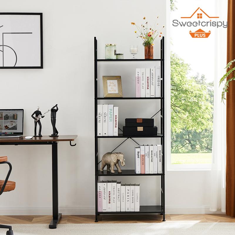 Storage Rack Book Shelf, 5 Tier Bookcase, Modern Book Case Industrial ...