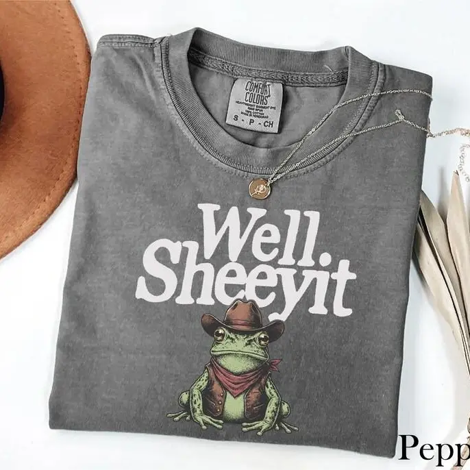 Comfort Colors Well Sheeynt Frog T-Shirt, Funny Cowboy Frog Tee ...
