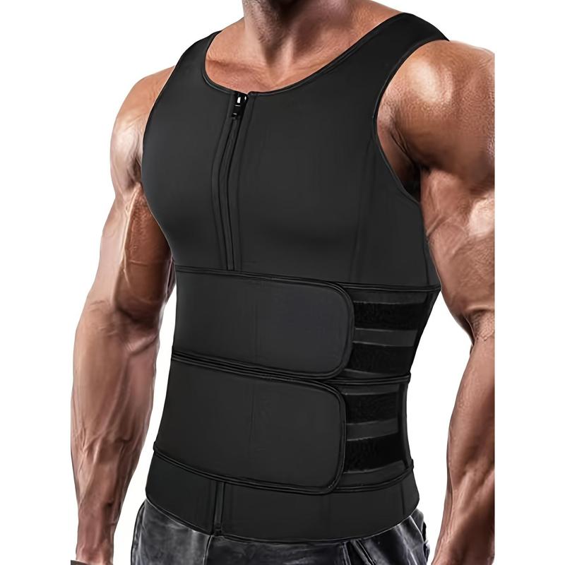 1pc Men's Slimming Body Shaper Vest with Dual Waist Trimmers & Zipper ...