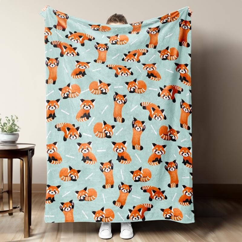 1pc Red Panda Flannel Blanket, Soft Plush Throw for Women, Birthday ...