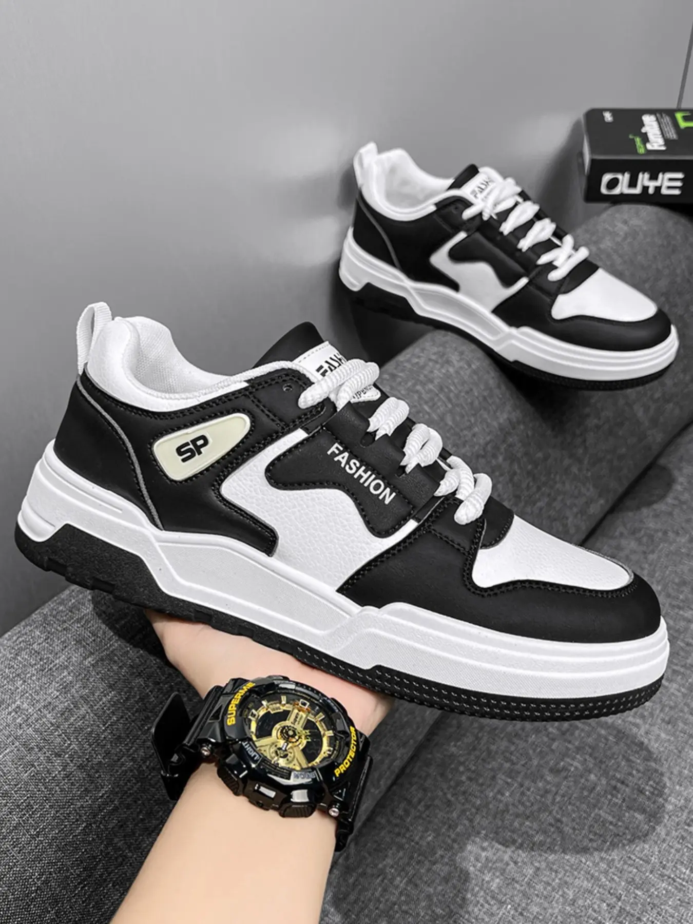Men's Waterproof Sneakers Low Top Casual Shoes Breathable Fashion Flats ...
