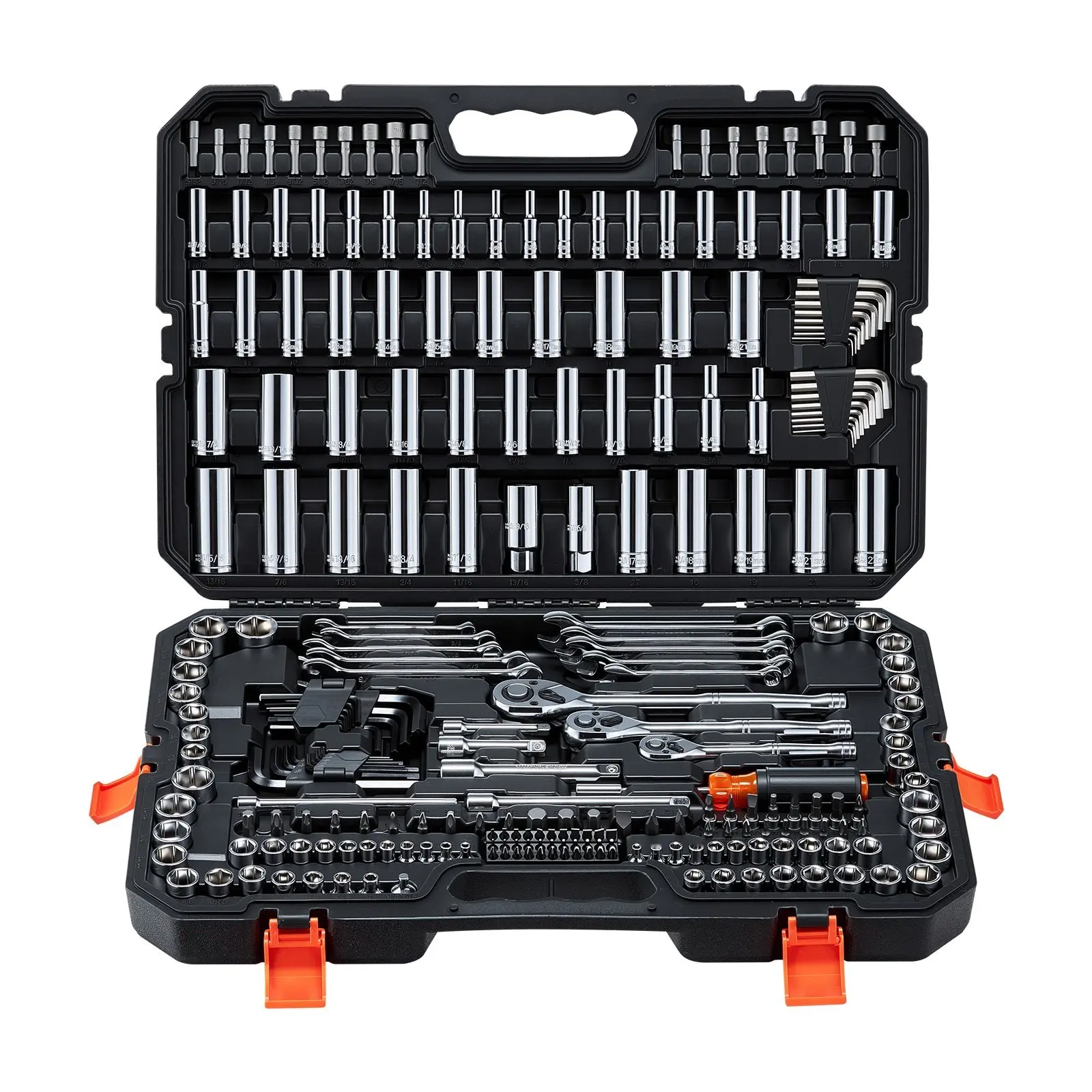 253-Piece Mechanic Tool Set With 1/4 In, 3/8 In, And 1/2 In Drive, SAE ...