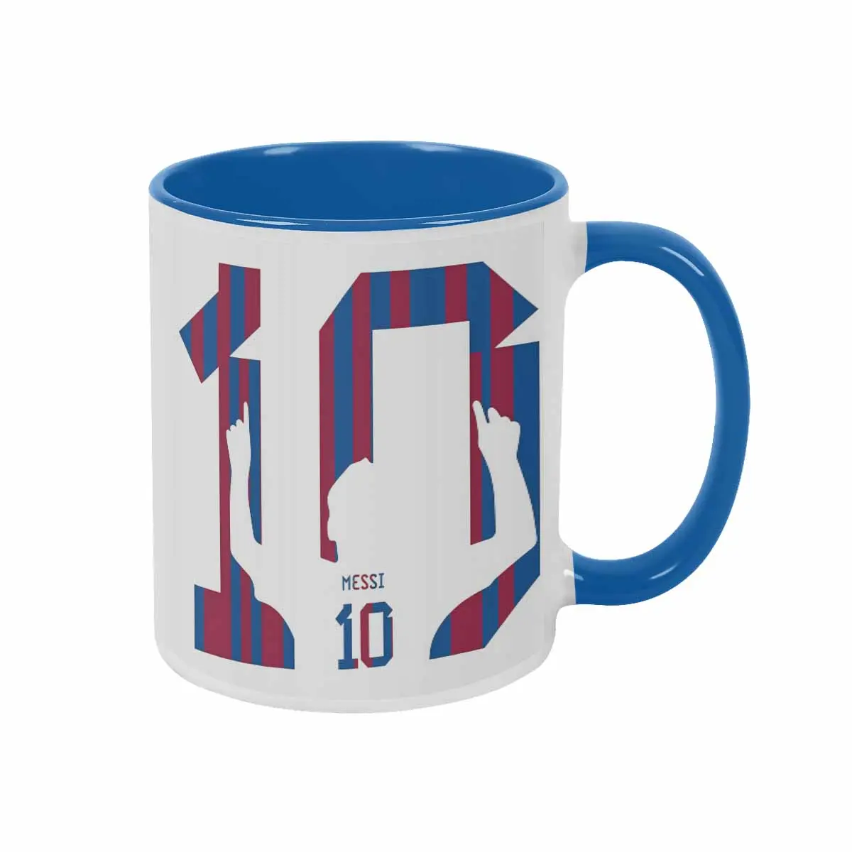 Number Ten Striped Art Mug (11oz/15oz) Red Blue Minimalist Silhouette ...
