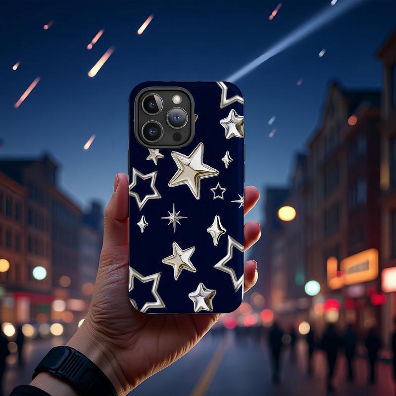 Silver Star Phone Case: Y2K Celestial Design, Protective iPhone Samsung ...