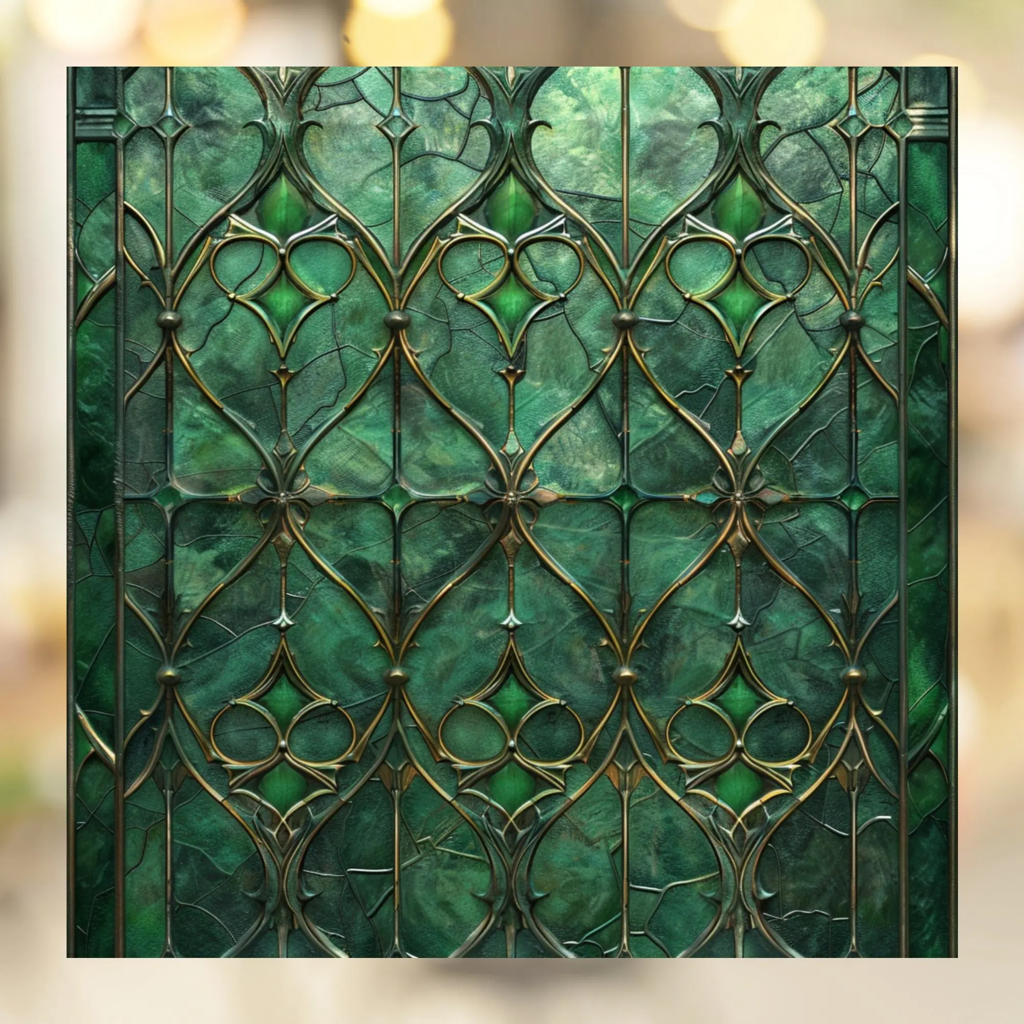 Emerald Isle Stained Glass Window Cling Gothic Decor Sticker Decal ...
