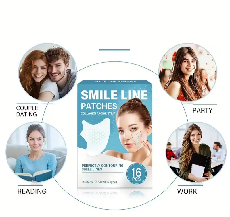 Smile Line Patches Instant Smoothing Collagen Facial Strips 16 Pcs for ...