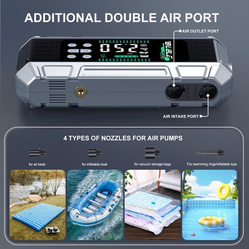 BIUBLE 10000A (All Gas, 12L Diesel) Portable Car Jump Starter with Air ...