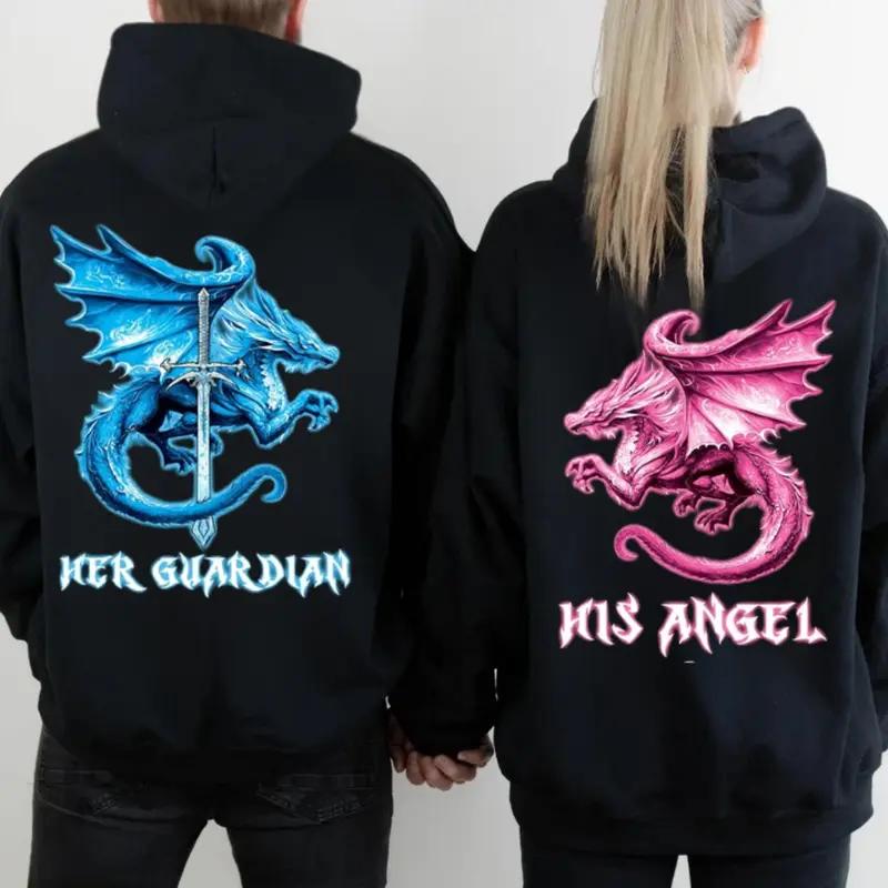 Couple Matching Hoodie Personalized Dragon His Queen Her King Couple ...