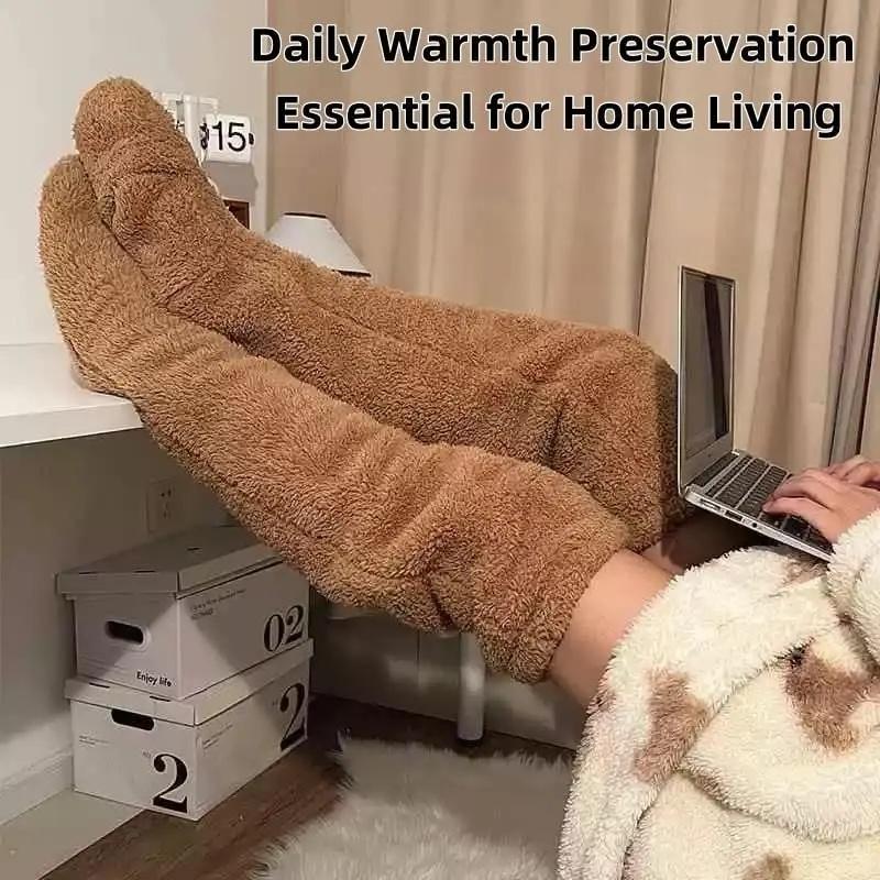 Over Knee High Fuzzy Long Socks Winter Warm Cold Leg Knee Joint Cold ...