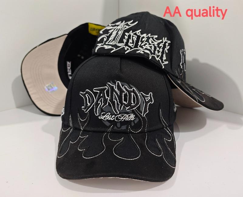 Black 'Dandy Los Altos' Cap: White Flame & Graffiti Script Embroidery ...