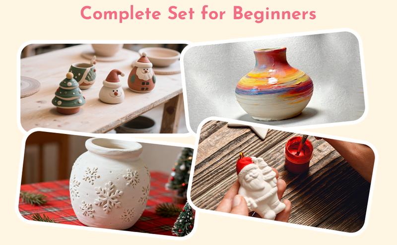 Fadchoi Air Dry Clay Pottery starter Kit ,Beginners Home Pottery Kit ...