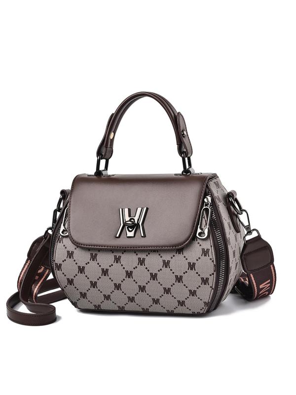 Women's Elegant Geometric Pattern Handbag, 2025 New Trendy Colorblock ...