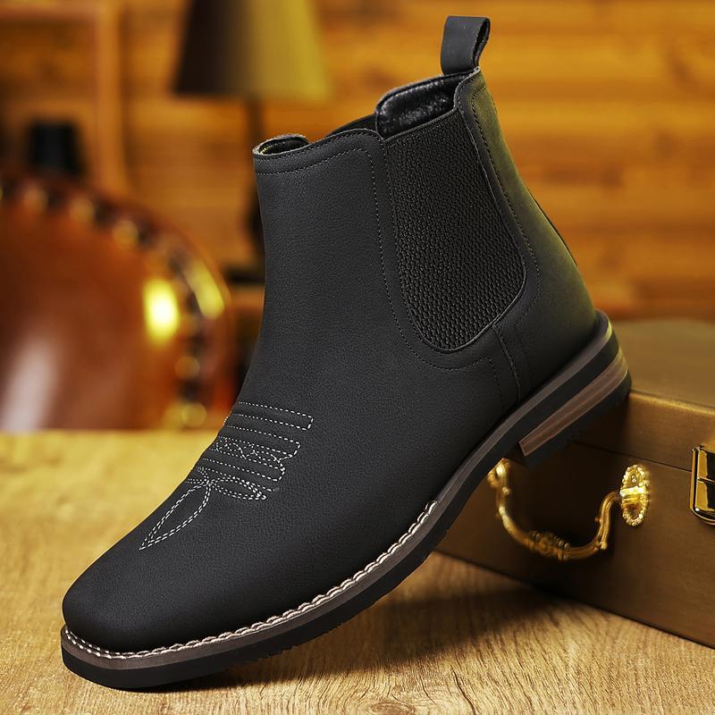 Men??s Slim Chelsea Boots ?C Suede-Look Slip-On Design with Contrast ...