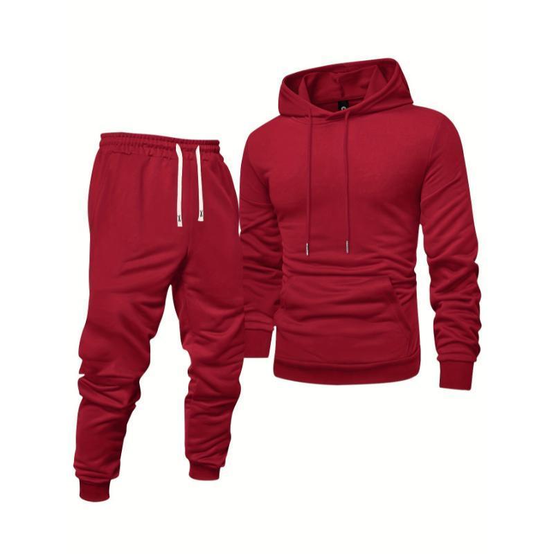 3-Pack Men'S Casual Sports Hoodie and Sweatpants Set, Solid Color, Long ...