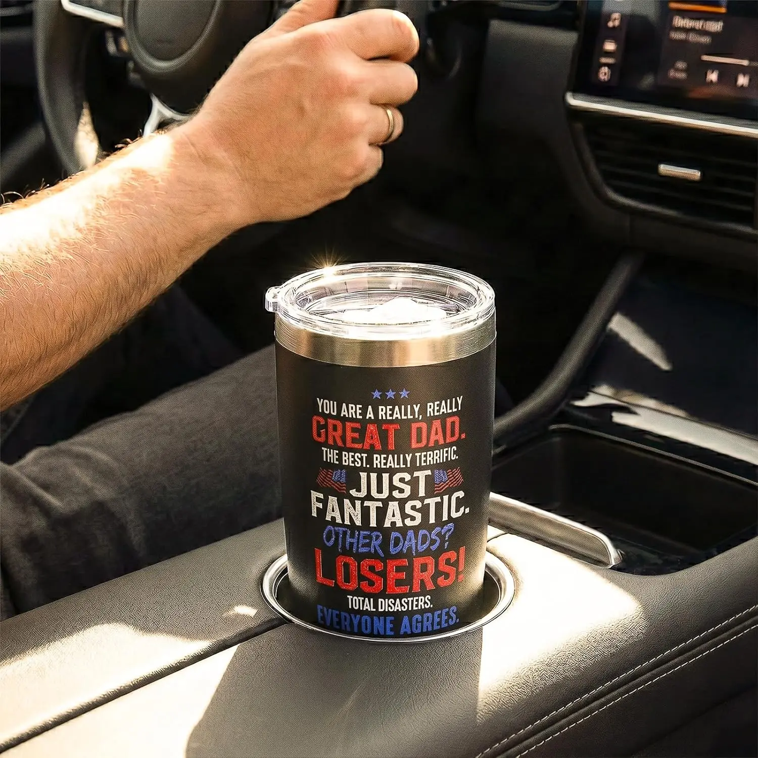 Funny Best Dad Ever Printed Tumbler, 20oz Insulated Stainless Steel Cup ...