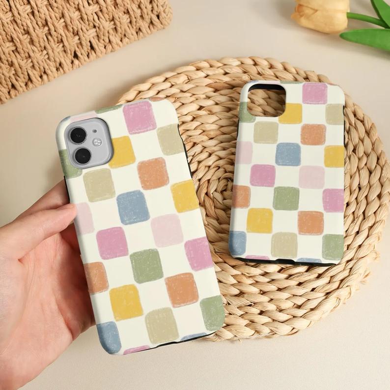 Colorful Squares Simple Phone Case, Basic Tough Phone Case, Gift for ...