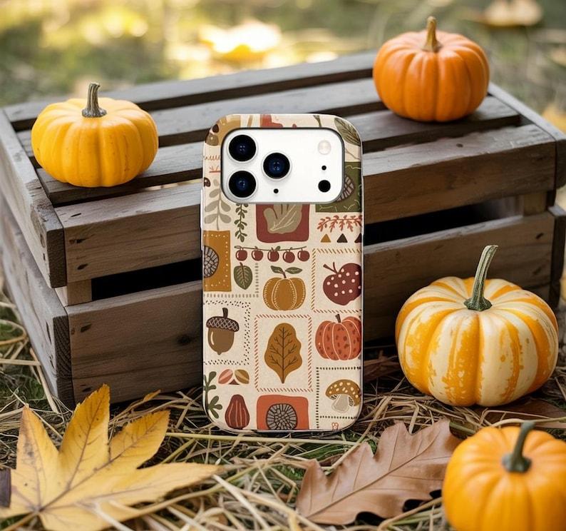 Fall Pumpkin iPhone Case – Autumn Leaf and Acorn Pattern Phone Cover ...