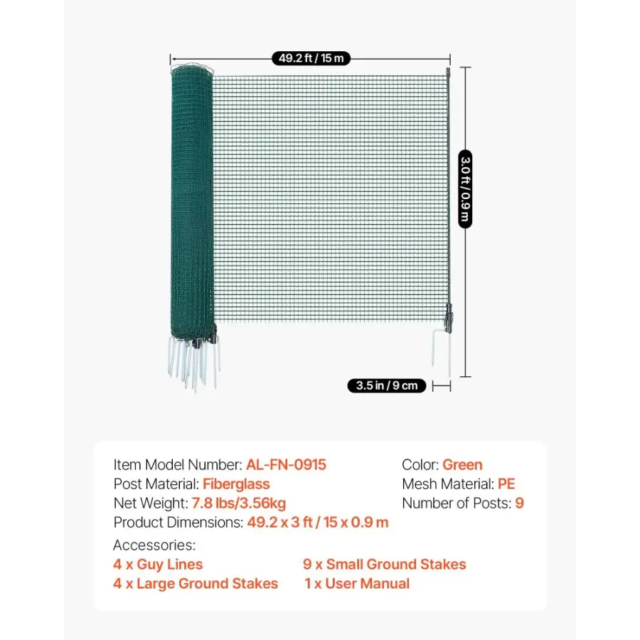 fathersdaygift VEVOR Temporary Fence with Posts, 3x 49.2 FT Plastic ...