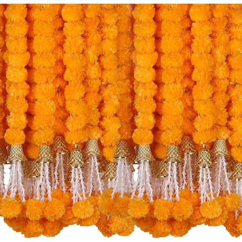 5 PC 5 Feet Long Strands Artificial Marigold Flowers Garland for Diwali ...