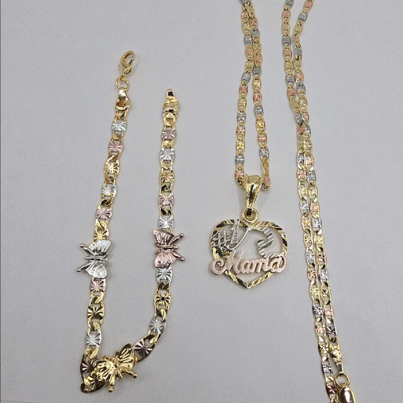 MAMA #1 BEAUTIFUL SET chain with TE AMO bracelet with butterflies gold ...