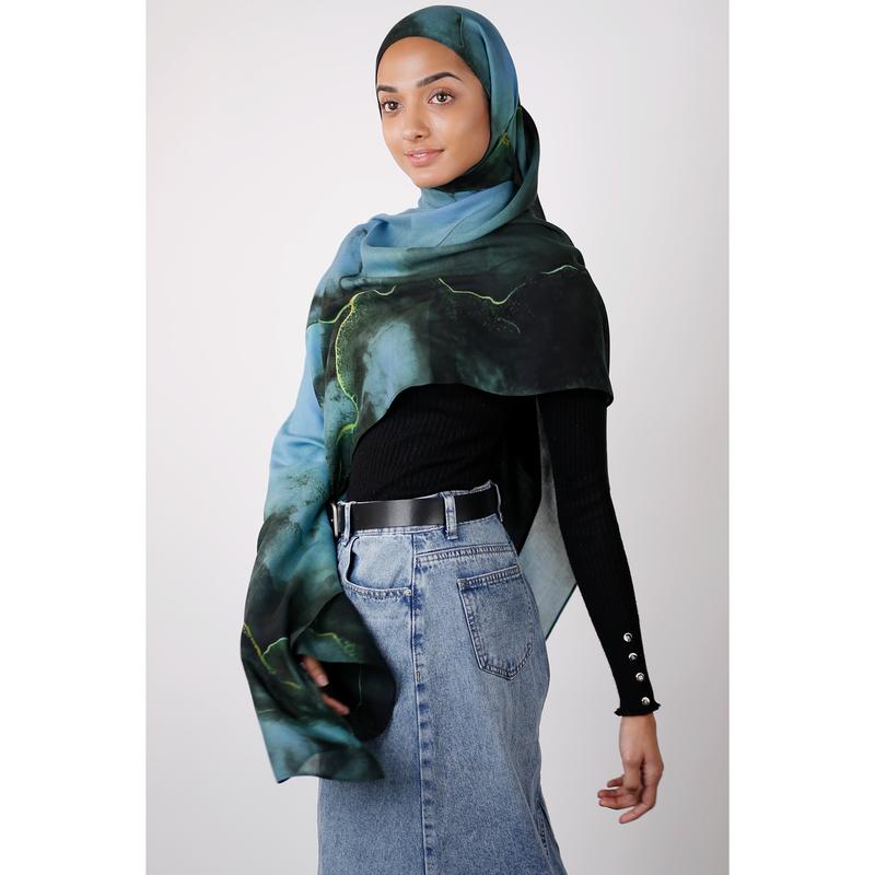 Moss Marble Print Modal Hijab - TikTok Shop