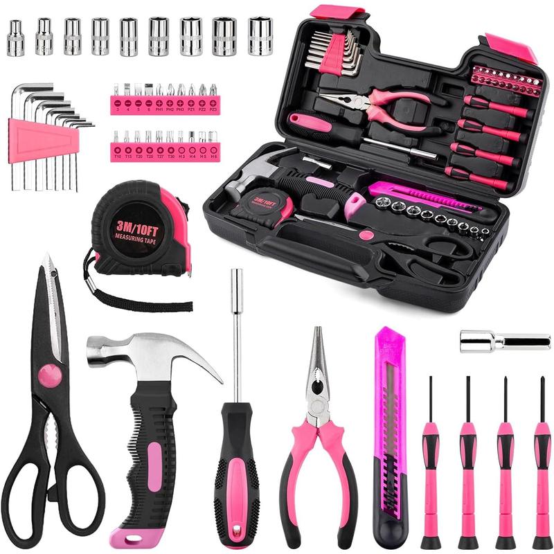 Tool Set, Mini Tool Kit, 49-Piece Pink, Tool Set with Toolbox Tool Kit ...