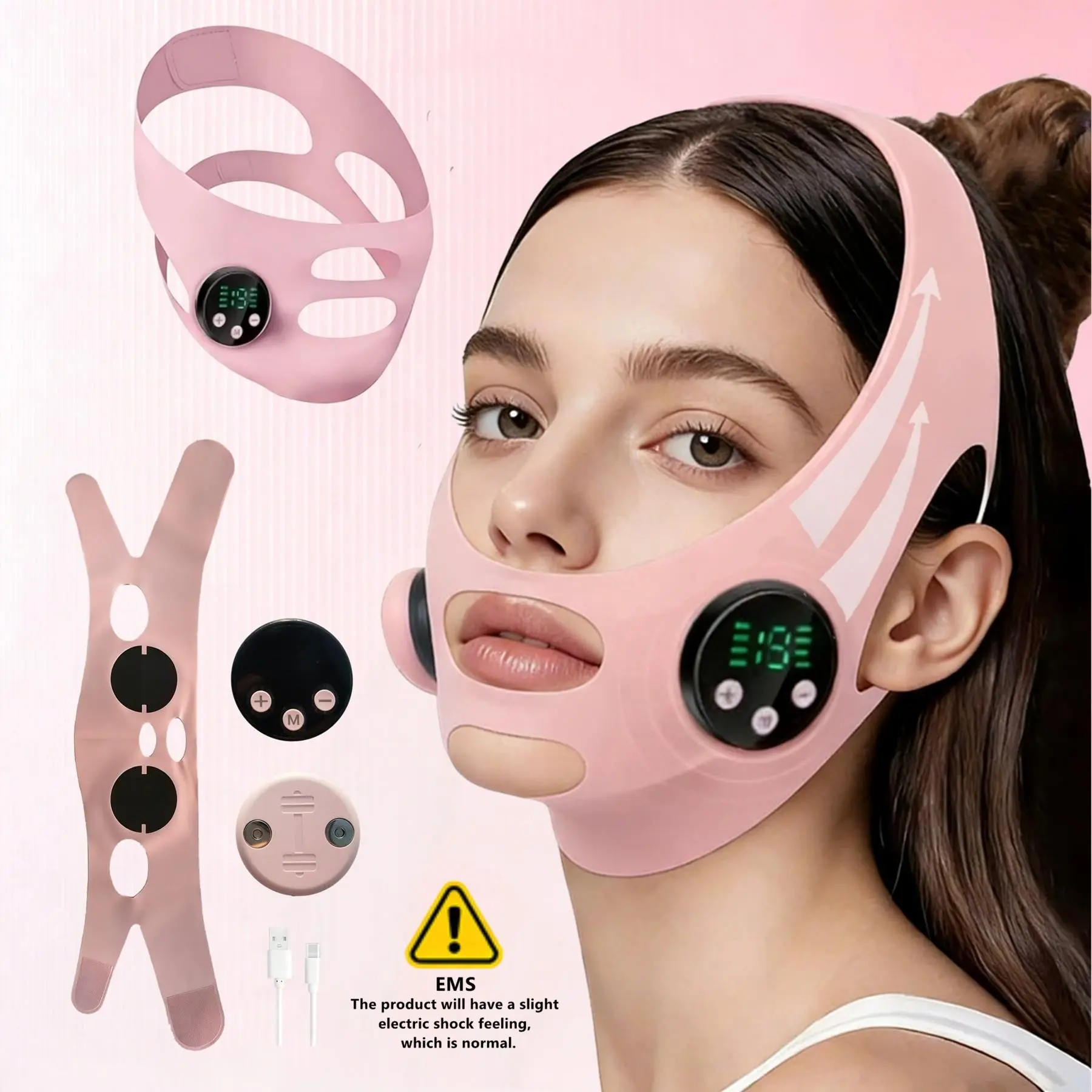 EMS Face Lifting Strap, Micro Current Low Frequency Massager, V-Line ...