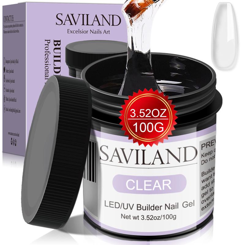 Saviland LED/U V Builder Nail Gel - 100ML/3.5 oz Large Capacity Clear ...