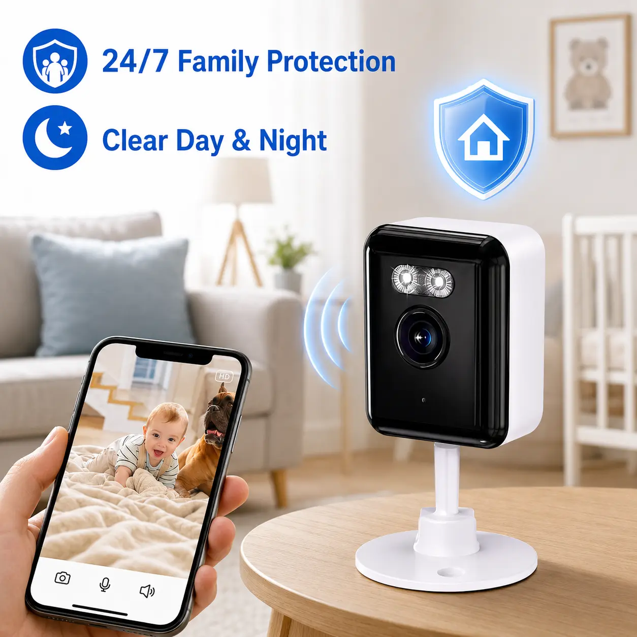 2-Pack Indoor Pet Camera, 1080P HD WiFi Security Camera for Dogs Cats ...