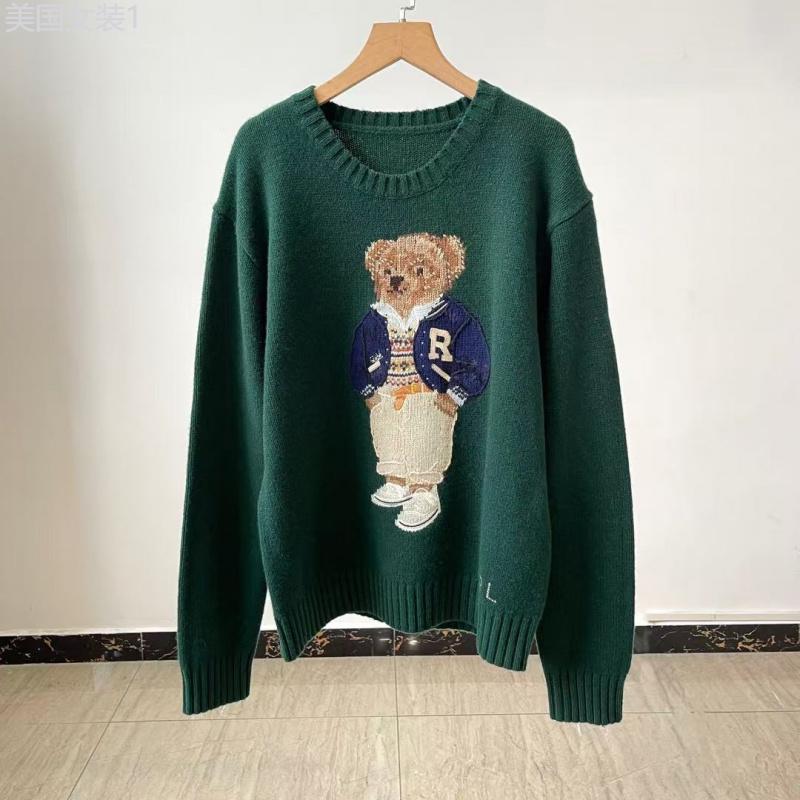 Women's Autumn Embroidered Baseball Sweater - Cartoon Bear Design ...