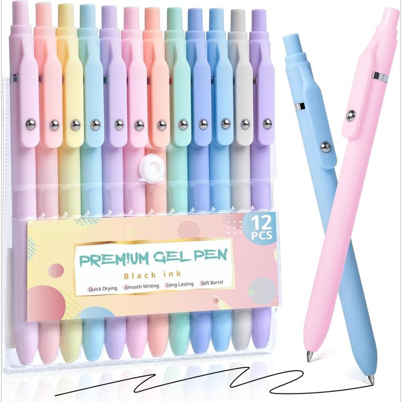 Gel Pens, 12 Pcs 0.5mm Fine Point Aesthetic, Quick Dry No Smudge ...