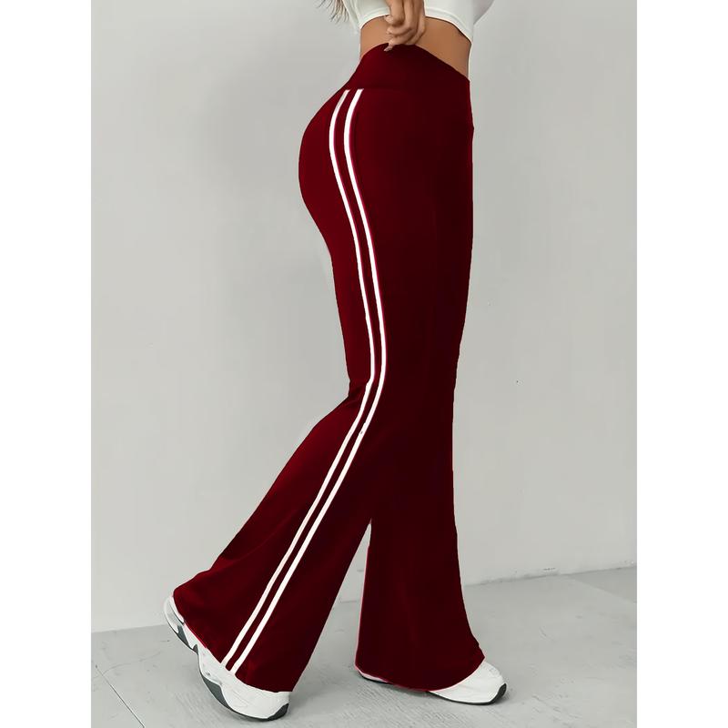 Women'S High-Waisted Tummy Control Flared Sports Pants, Striped ...