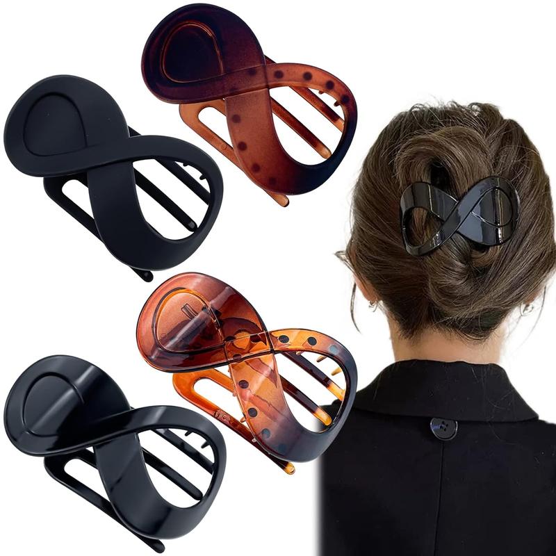 4 count Flat Hair Clips, 3.35 Inch Curved Hair Claw Hair Clips Volume ...