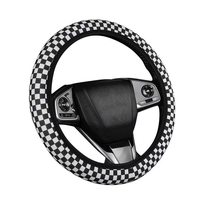 Checkerboard Pattern Car Steering Wheel Cover, Non-slip Car Steering ...