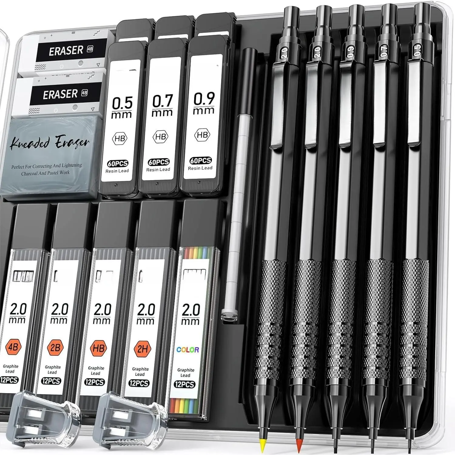 Metal Mechanical Pencil Set, 3 count Art Drafting Pencils 0.5, 0.7, 0 ...