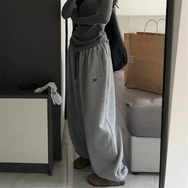Gray Oversized Loose Sweatpants for Women Harajuku Style Korean Fashion ...