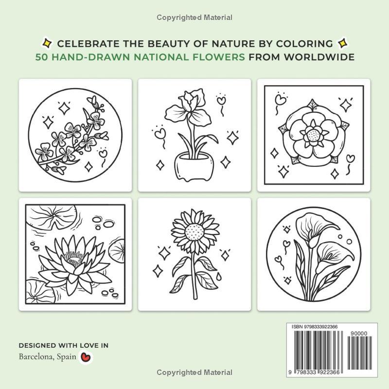 Nº02 National Flowers of the World Coloring Book: 50 Educational and ...
