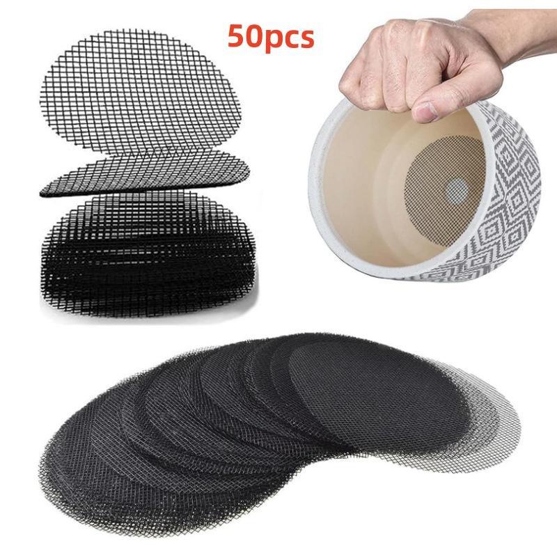Mesh Hole Mats for Plant Pot, 50pcs Round Drain Hole Screen Mat, Plant ...