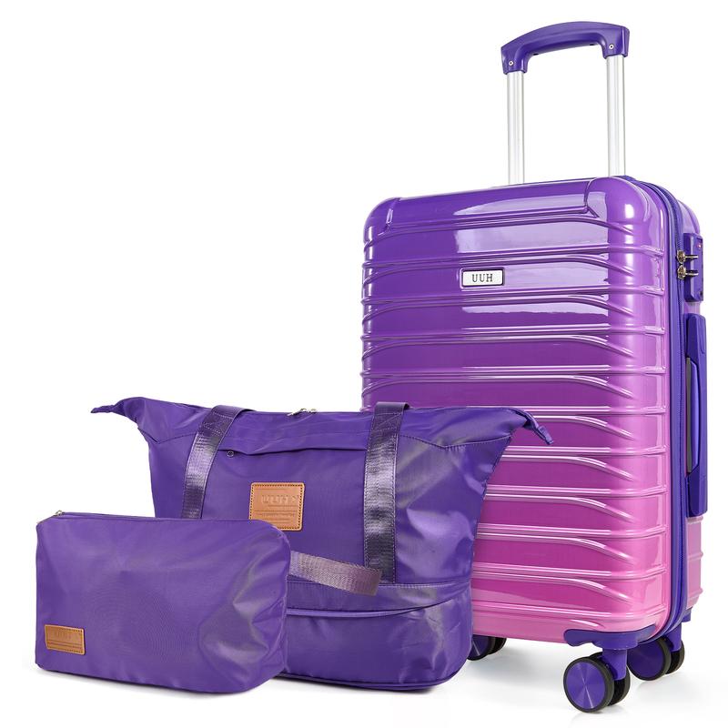 UUH 3 Piece Luggage Sets, PC+ABS Durable Suitcase with Spinner Wheel ...