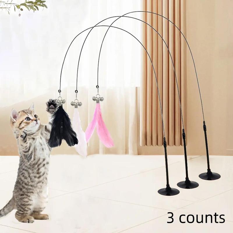 Suction Cup Design Cat Teaser Toy, 3 Counts/set Portable Cat Teaser Toy ...