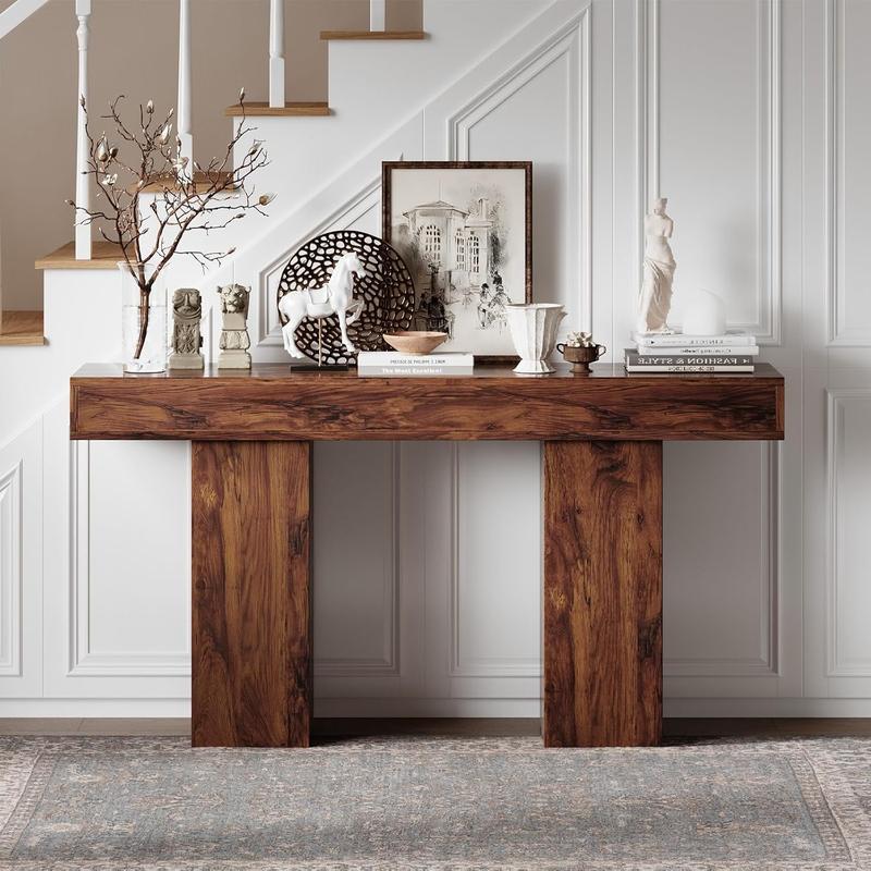【LaborDaySale】ONBRILL 63-Inch Long Console Table Modern, Wooden ...