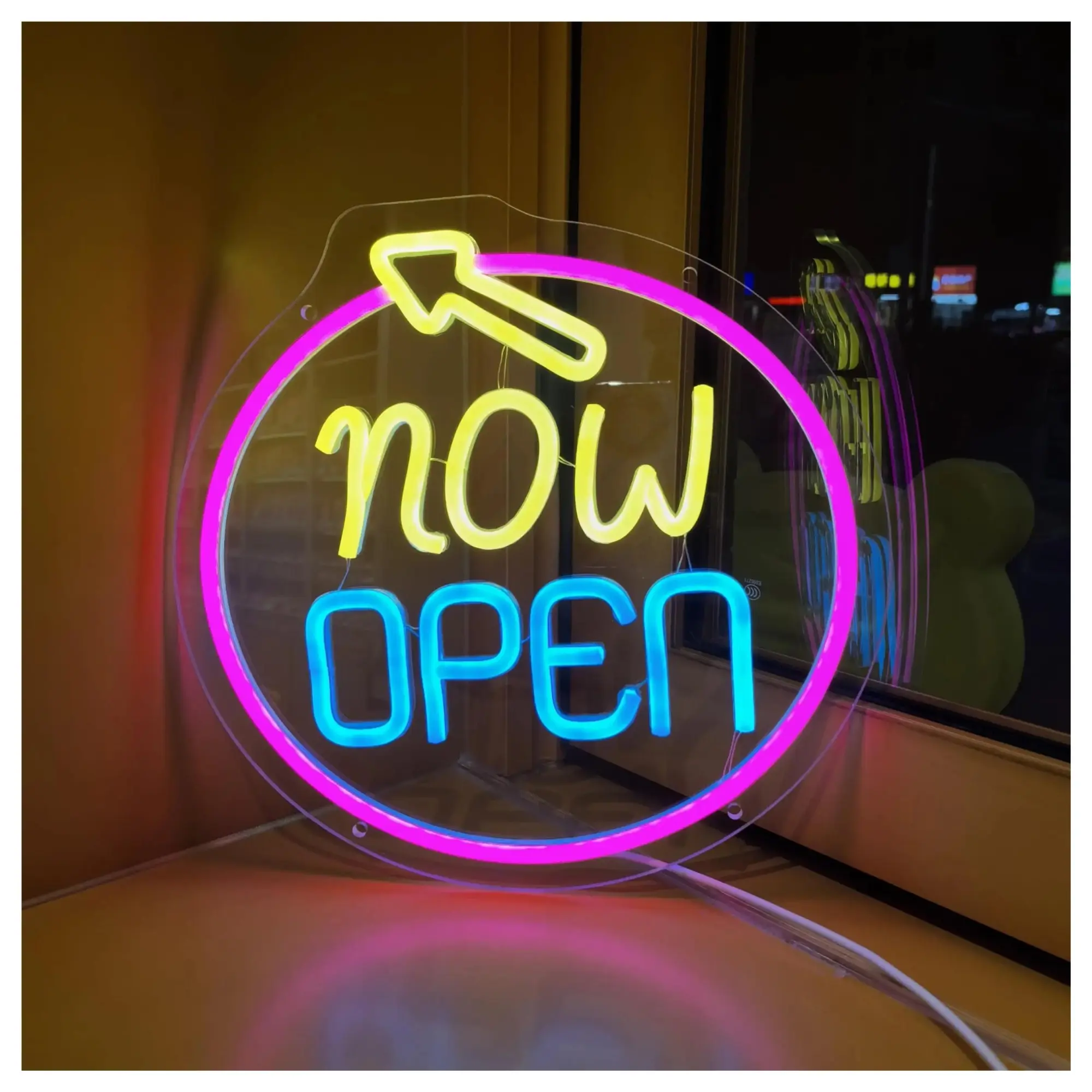 Sign Illuminated Now Open Neon Sign For Business, Bright Lighted Open ...