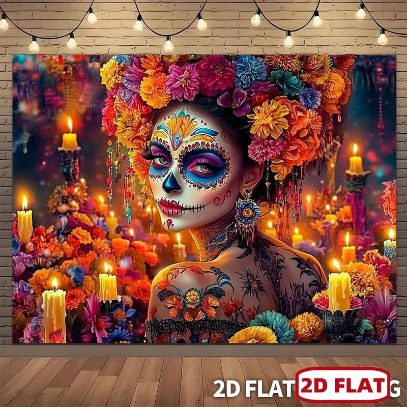 1pc 2D Flat Large Dia de los Muertos Sugar Skull Backdrop - Mexican Day ...
