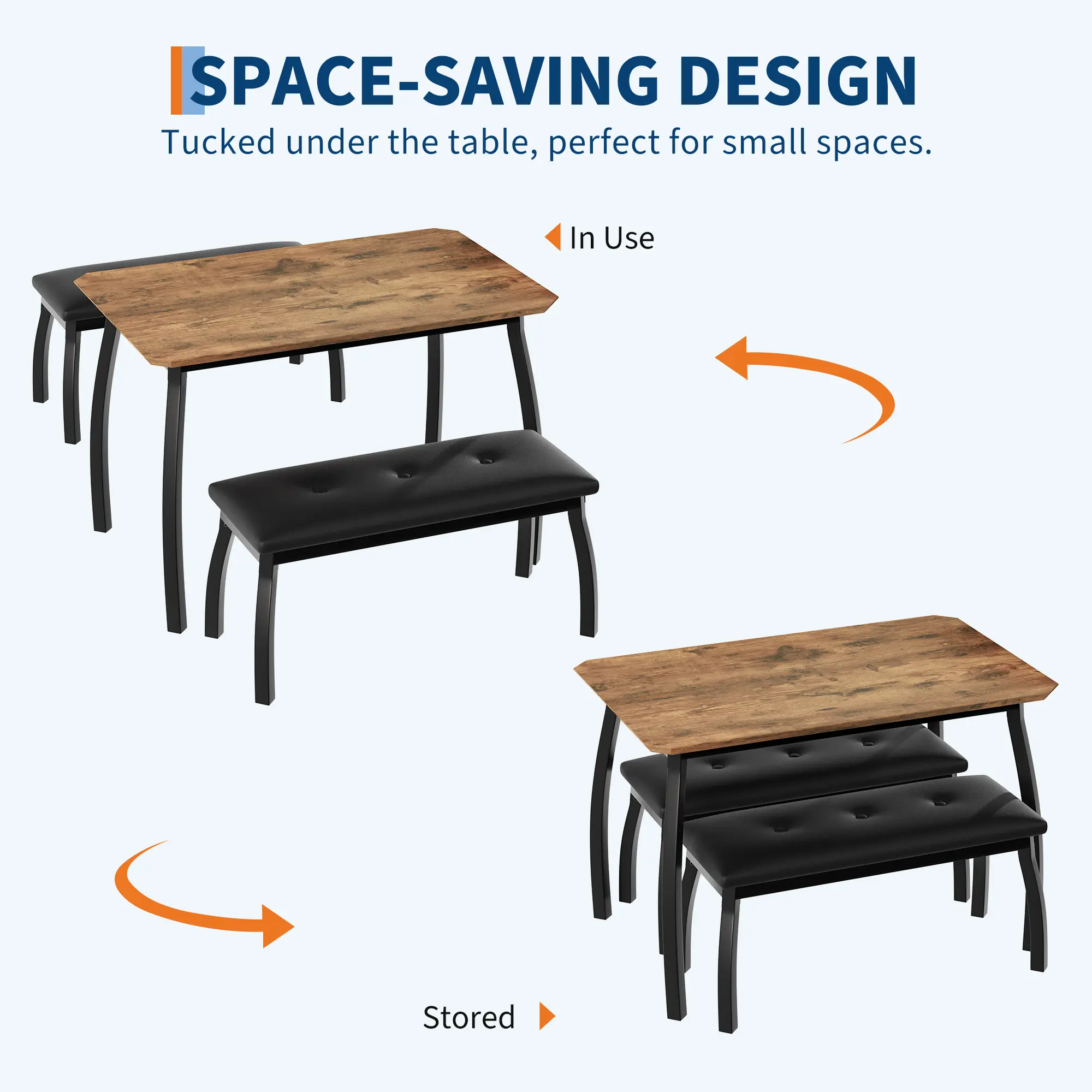 Dining Table Set for 4, Metal Frame Kitchen Table Set with 2 ...