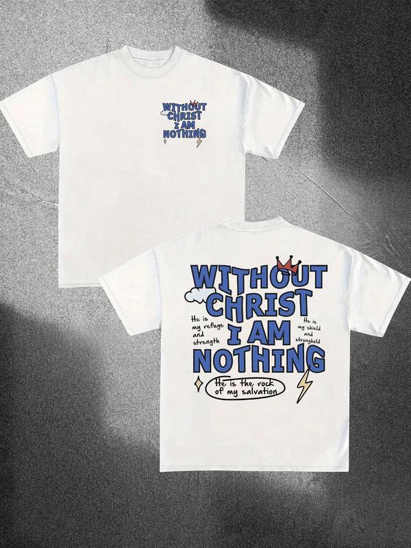 Men's Regular Fit without Christ I Am Nothing Letter Print Round Neck ...