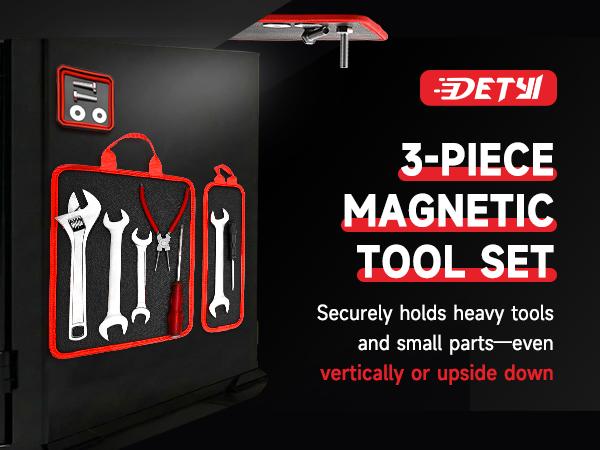 3PC Double-Sided Magnetic Tool Mat Set with Hook, Telescoping Magnetic ...