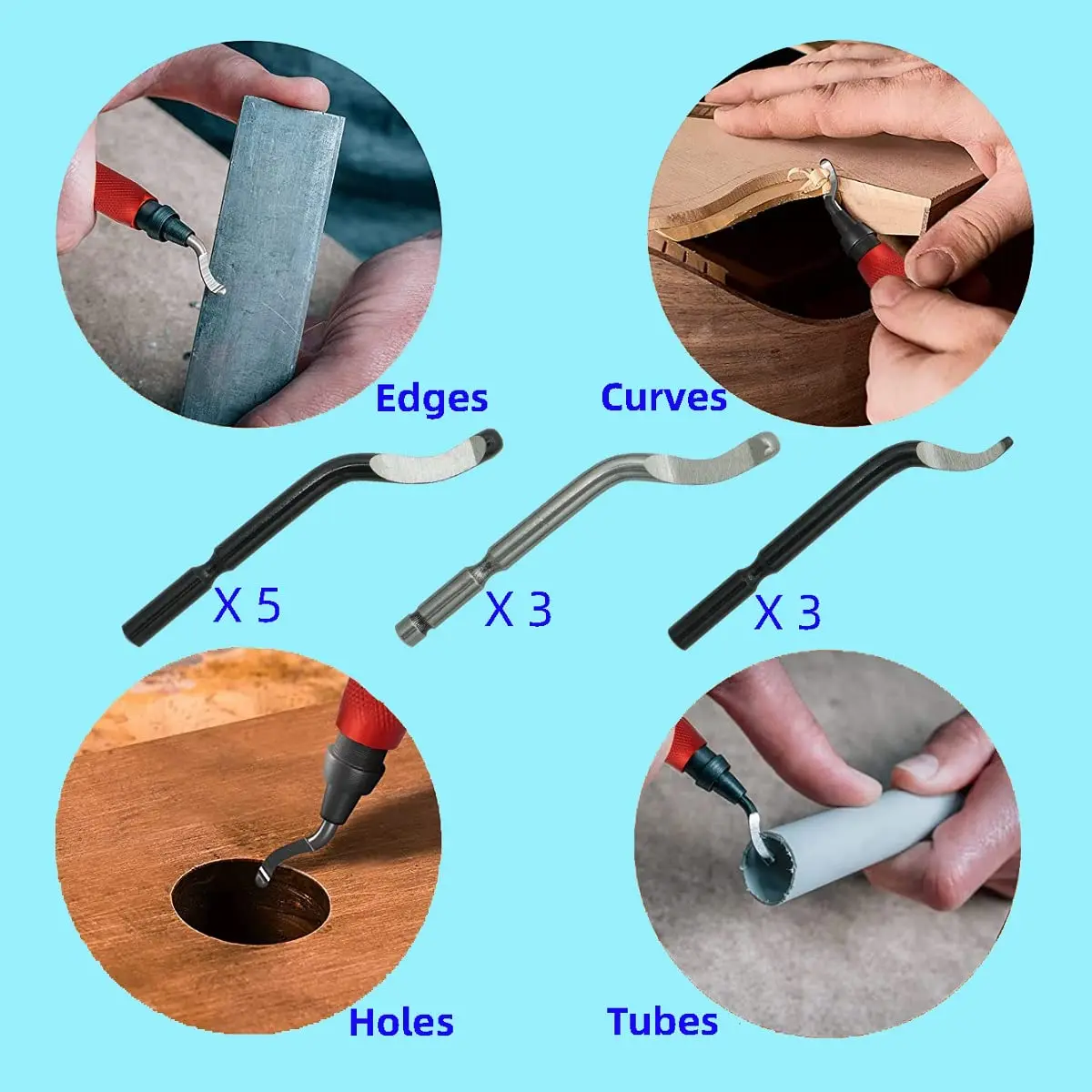 Deburring Tool Kit Metal Handle Chamfer Tool 6.5Inch for Aluminum Steel ...