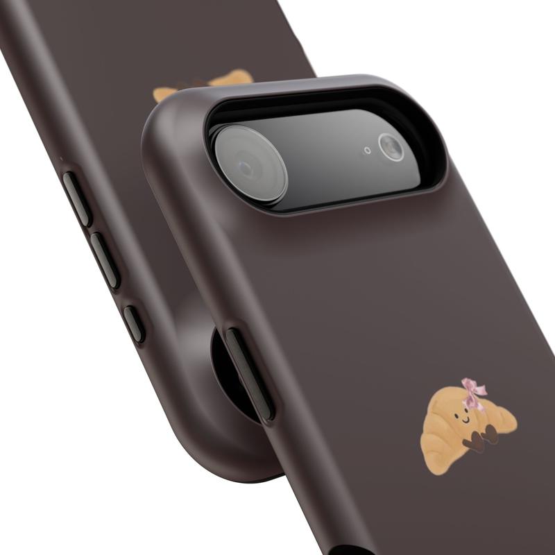 Cute Croissant Phone Case, Jelly Cat Phone Case, Minimal Brown ...