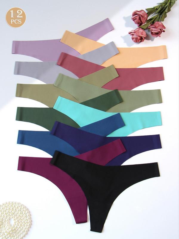 Women's Solid Color V-shaped Waist Thong - Comfortable & Seamless ...